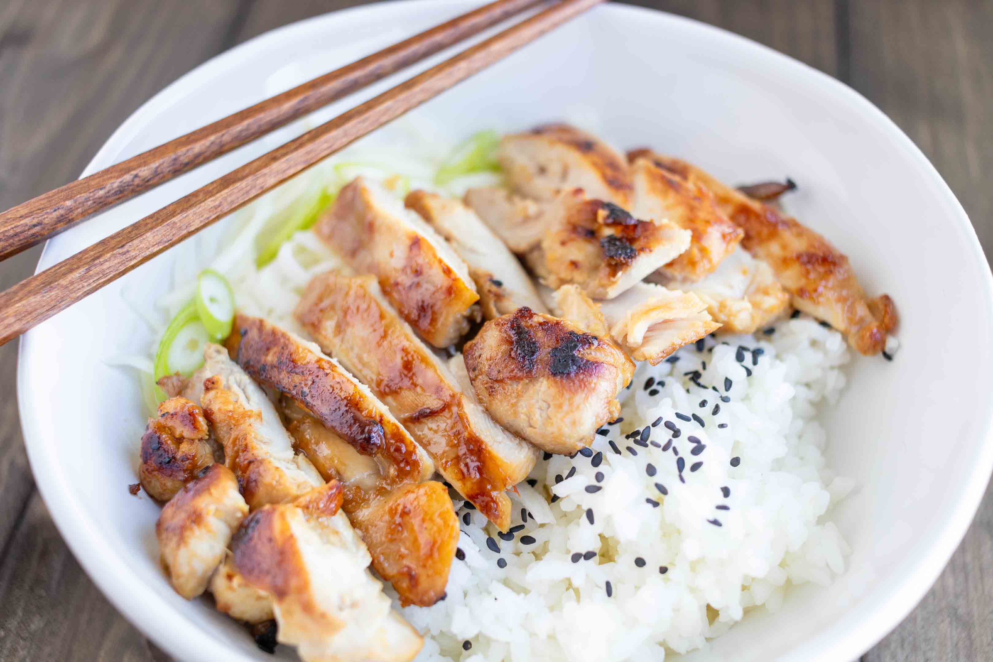 Easy Japanese "Fried" Chicken Rice Bowl